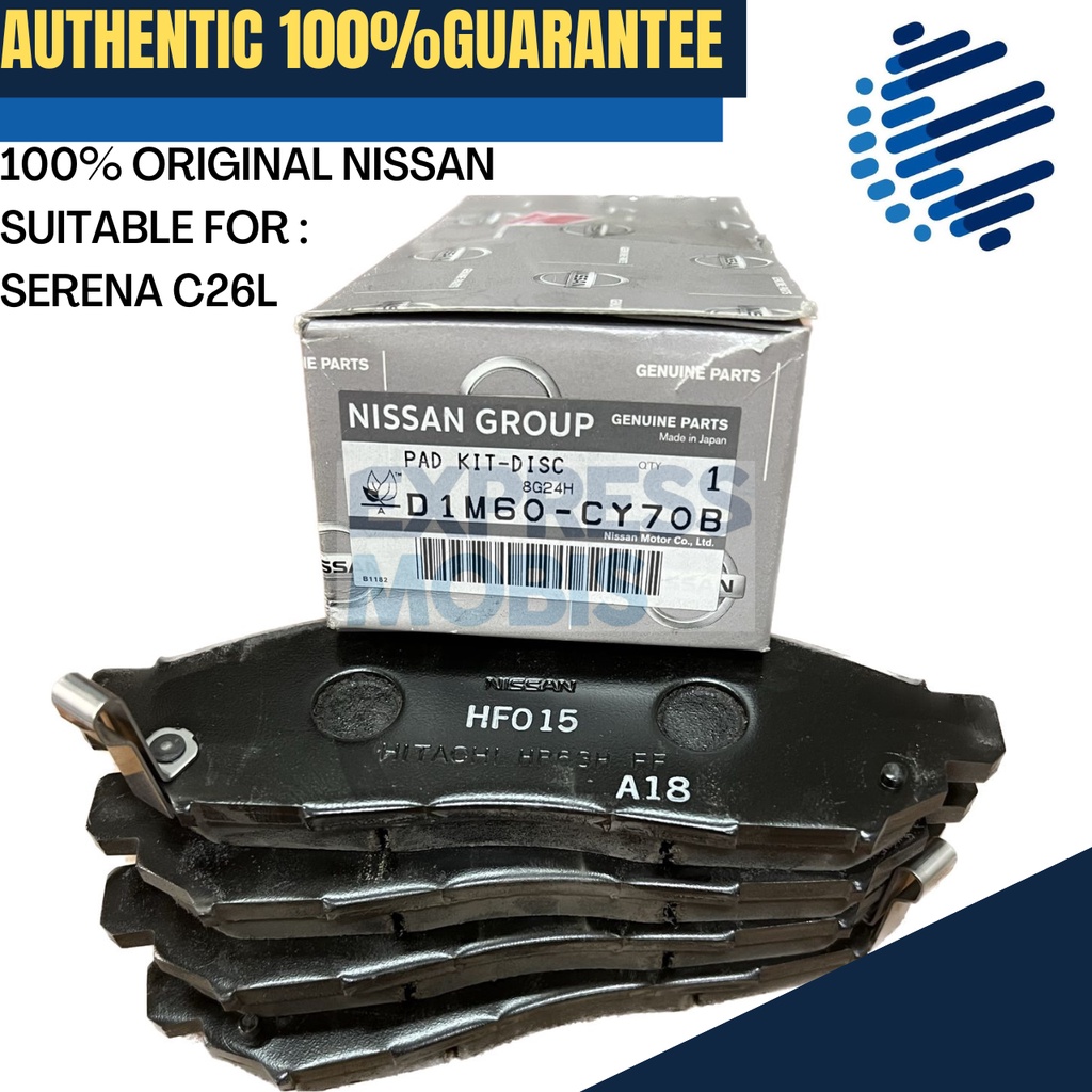 100% ORIGINAL NISSAN FRONT BRAKE PAD D1M60-CY70B / D1060-1VA0A SERENA ...