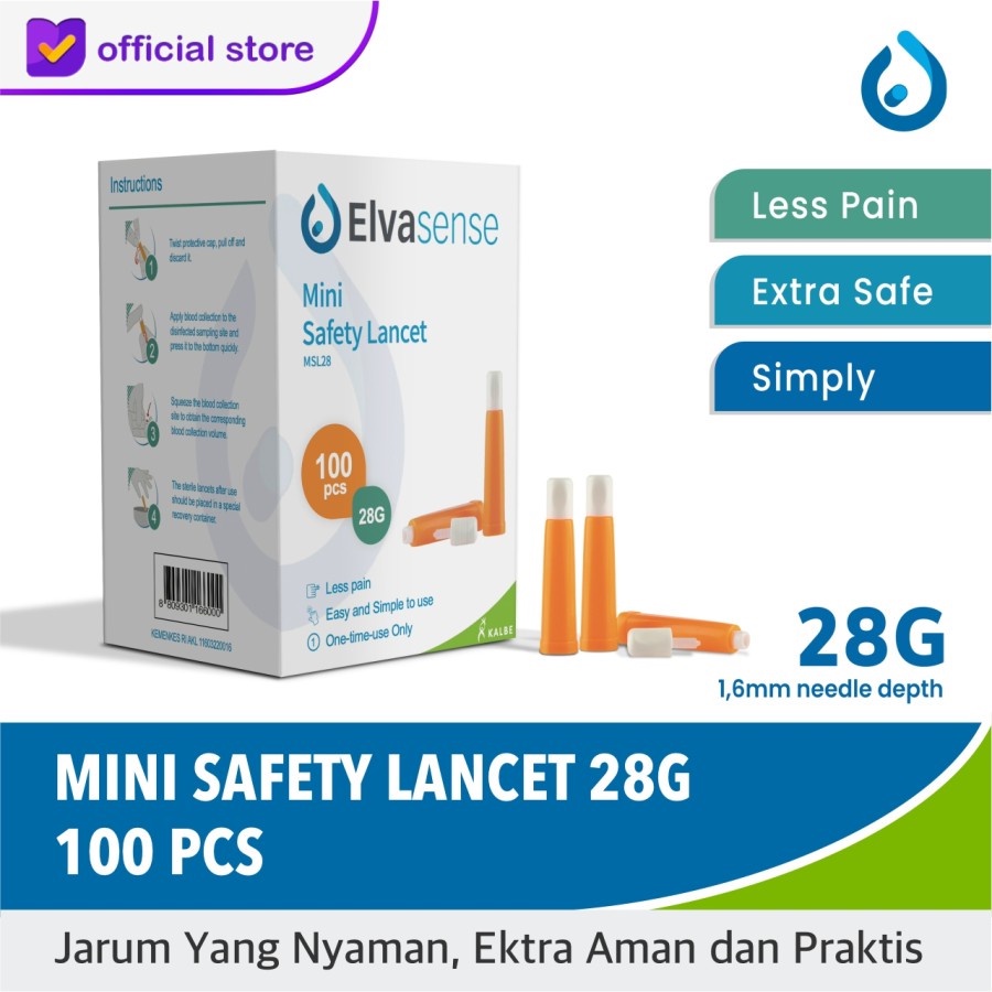 Elvasense Mini Safety Lancet 28G - Blood Lancet Elvasense Sterile ...
