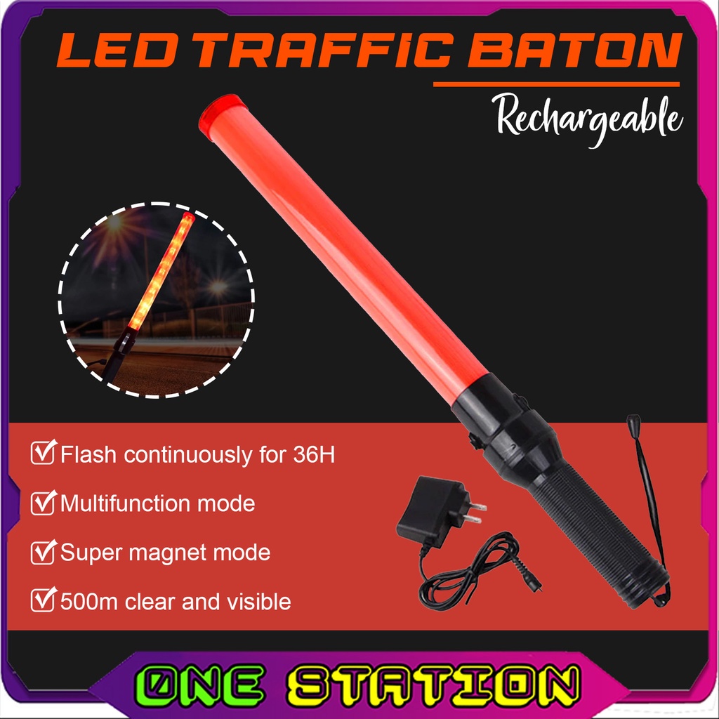 54cm Baton Light Traffic Baton Light Rechargeable Security Baton Led ...