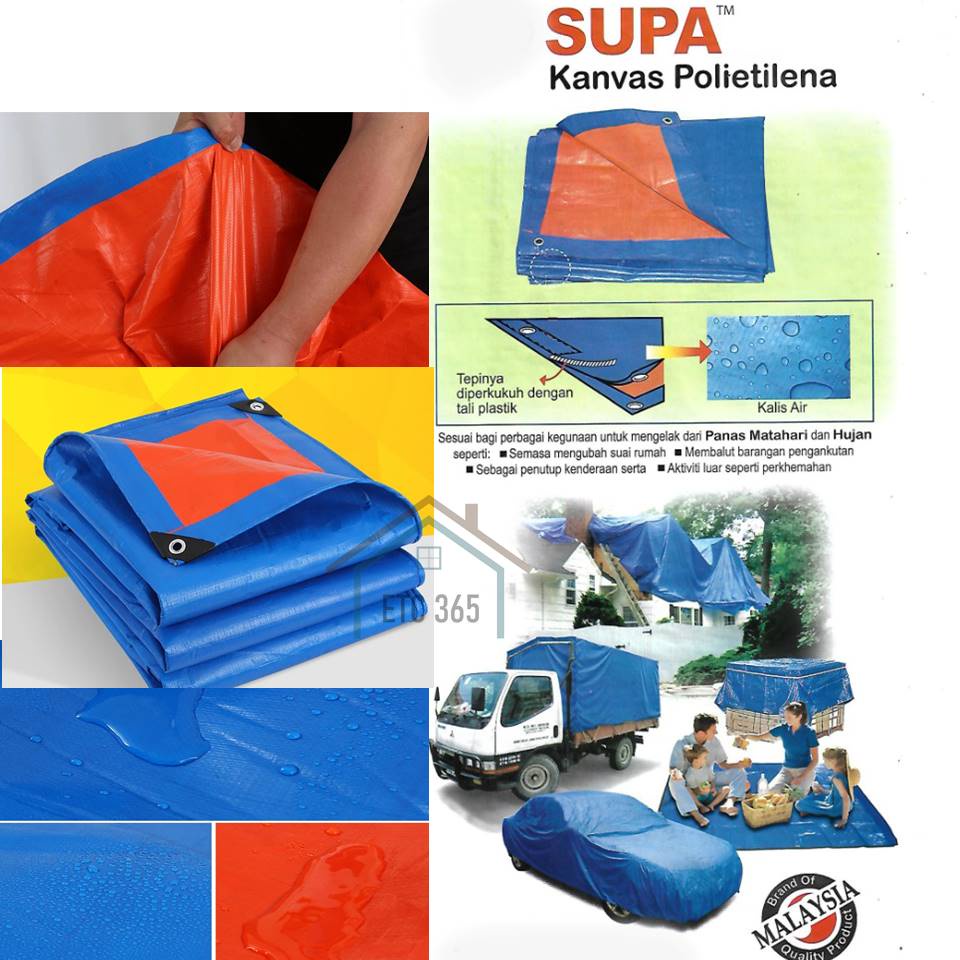 BLUE ORANGE WATER RESISTANT TARPAULIN WATERPROOF CANVAS SHEET KAIN ...