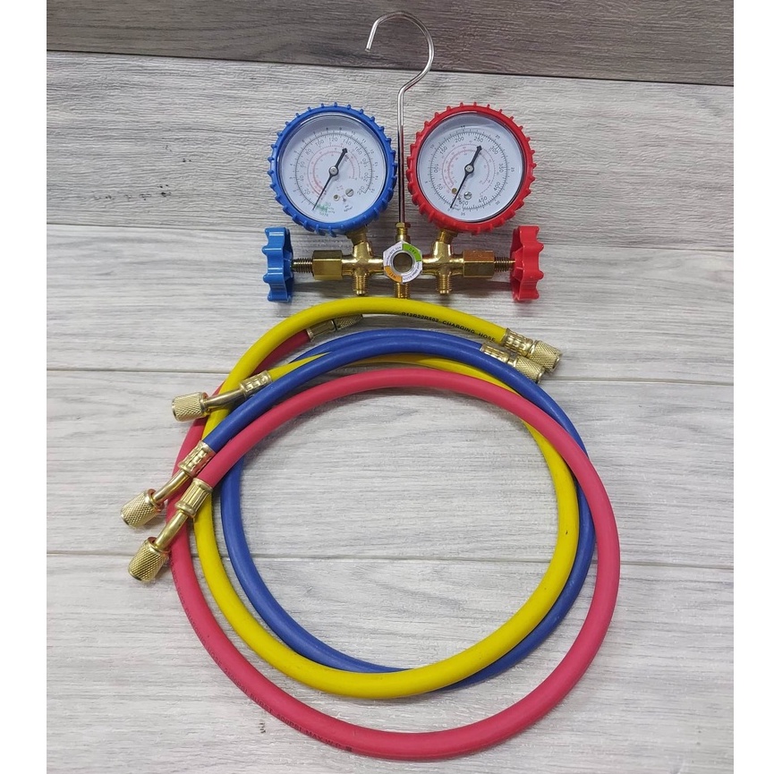 CHECK GAS METER GAS HOME/CAR AIRCOND FRIDGE +3pcs HOSE CHECK PRESSURE R22 R410A R12 MOTOR ...