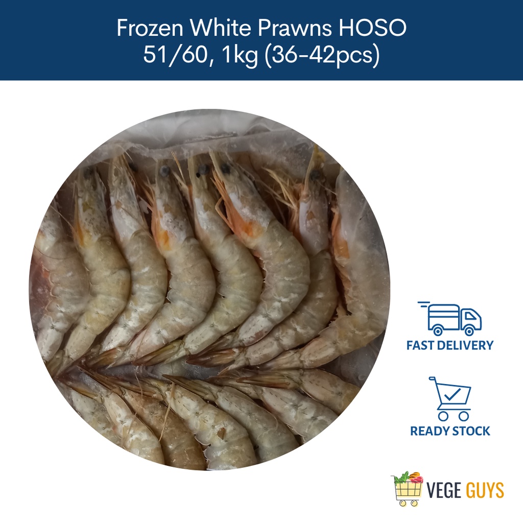 Frozen White Prawns HOSO 白虾/明虾 (Size 51/60, 1kg) | Shopee Malaysia