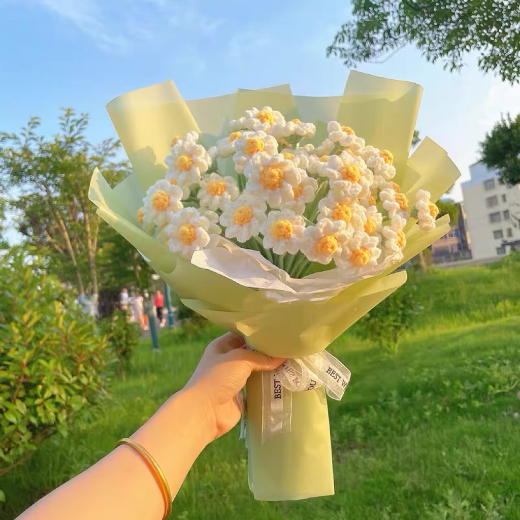 Sunflower Hand Knitted Artificial Fake Flower Simulation Flowers Table ...