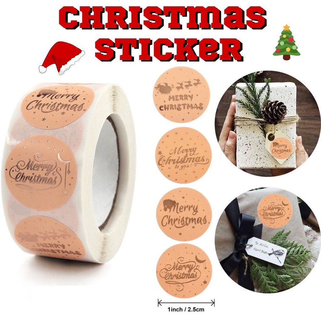 Merry Christmas Thank You Sticker (50pcs) Stiker Terima Kasih Packaging ...