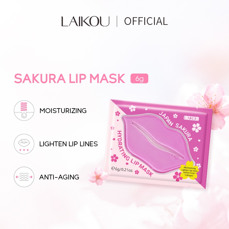 LAIKOU Japan Sakura Lip Mask Collagen Pad Soften Skin Remove Lip ...
