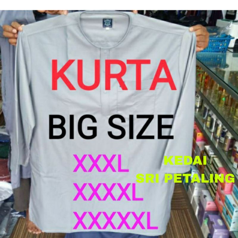 Kurta plus saiz 3XL, 4XL, 5XL, 6XL, kurta besarAt Tijarah Round Neck(kedai Sri petaling ...