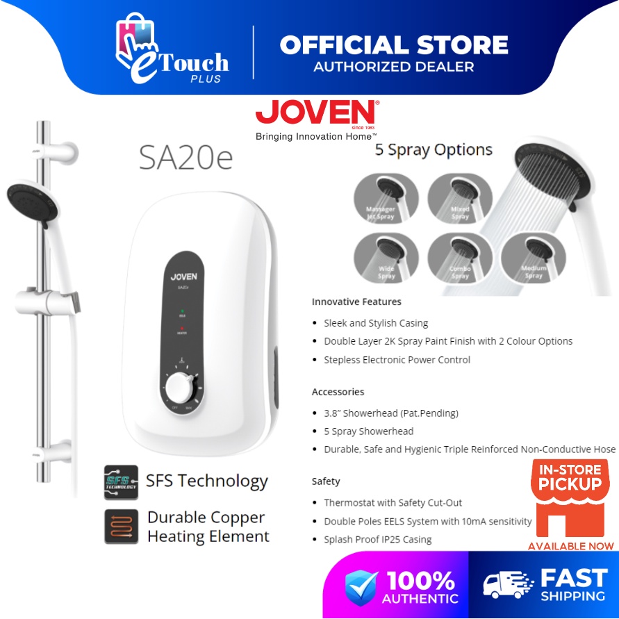 Joven SA20E / SA10E / SA8E Instant Water Heater Without Pump With ...