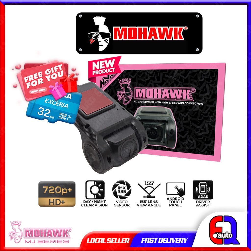1 YEAR WARRANTY & FREE GIFT Mohawk MJ Series Android HD Front Rear DVR ...