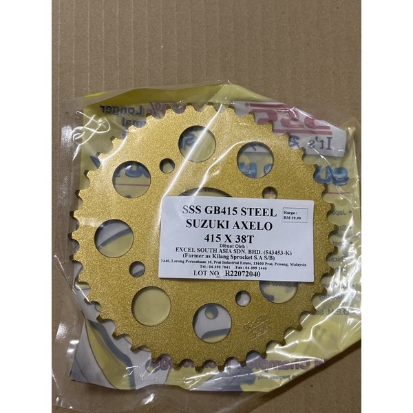 415 Suzuki Axelo / Raider R150 Fi SSS 415 Steel Gold Rear Sprocket ...