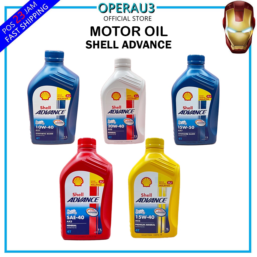 SHELL AX3 AX5 AX7 4T 10W40 15W40 SAE40 SHELL ADVANCE ENGINE OIL ...