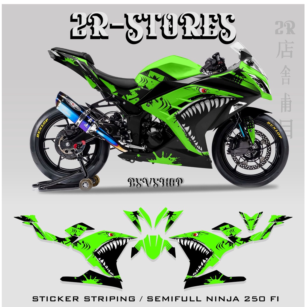 Kawasaki ninja 250 fi semi full striping / ninja 250 fi stickers ...