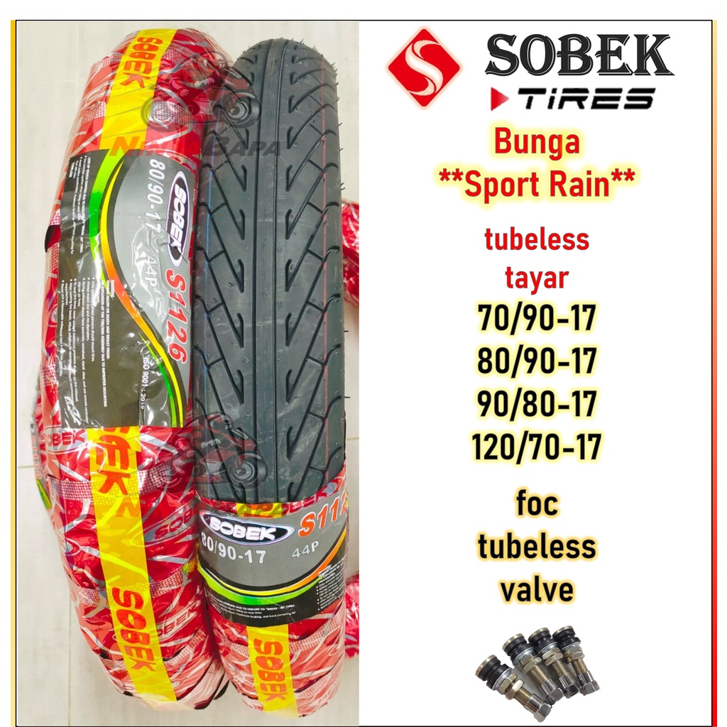 TAYAR MOTOR 70/90-17 & 80/90-17 & 90/80-17 & 120/70-17 TUBELESS TYRE ...
