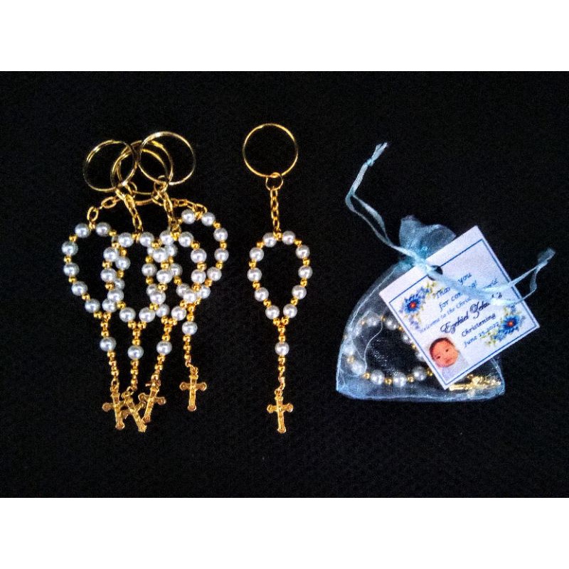 Mini gold pocket rosary keychain in pouch with tag Souvenirs and ...