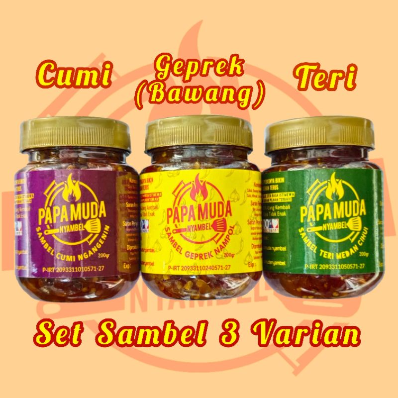 Set of 3 variants of sambal (Squid Sambal, Teri Sambal, Geprek Sambal) / papamudanyambel / young ...