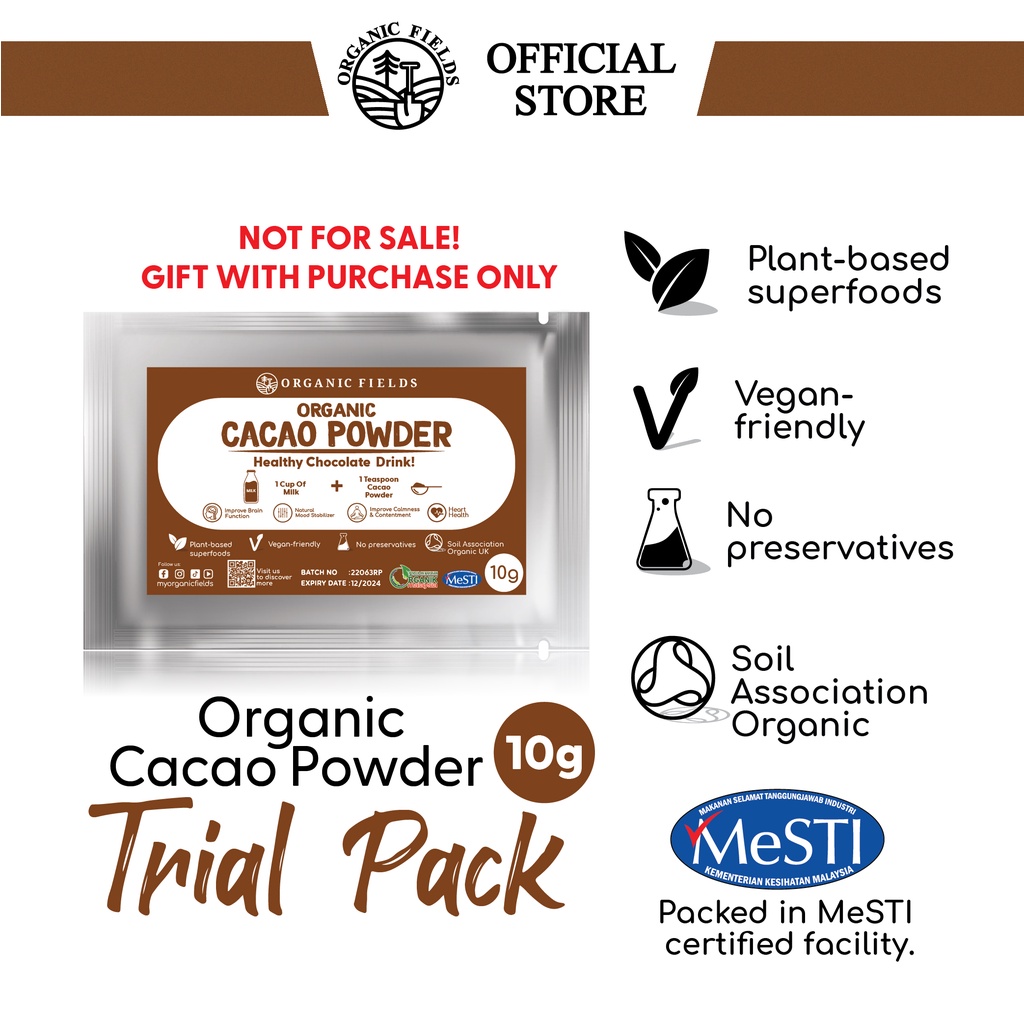 [NOT FOR SALE, GWP] ORGANIC FIELDS Organic Cacao Powder (10gm) Trial ...