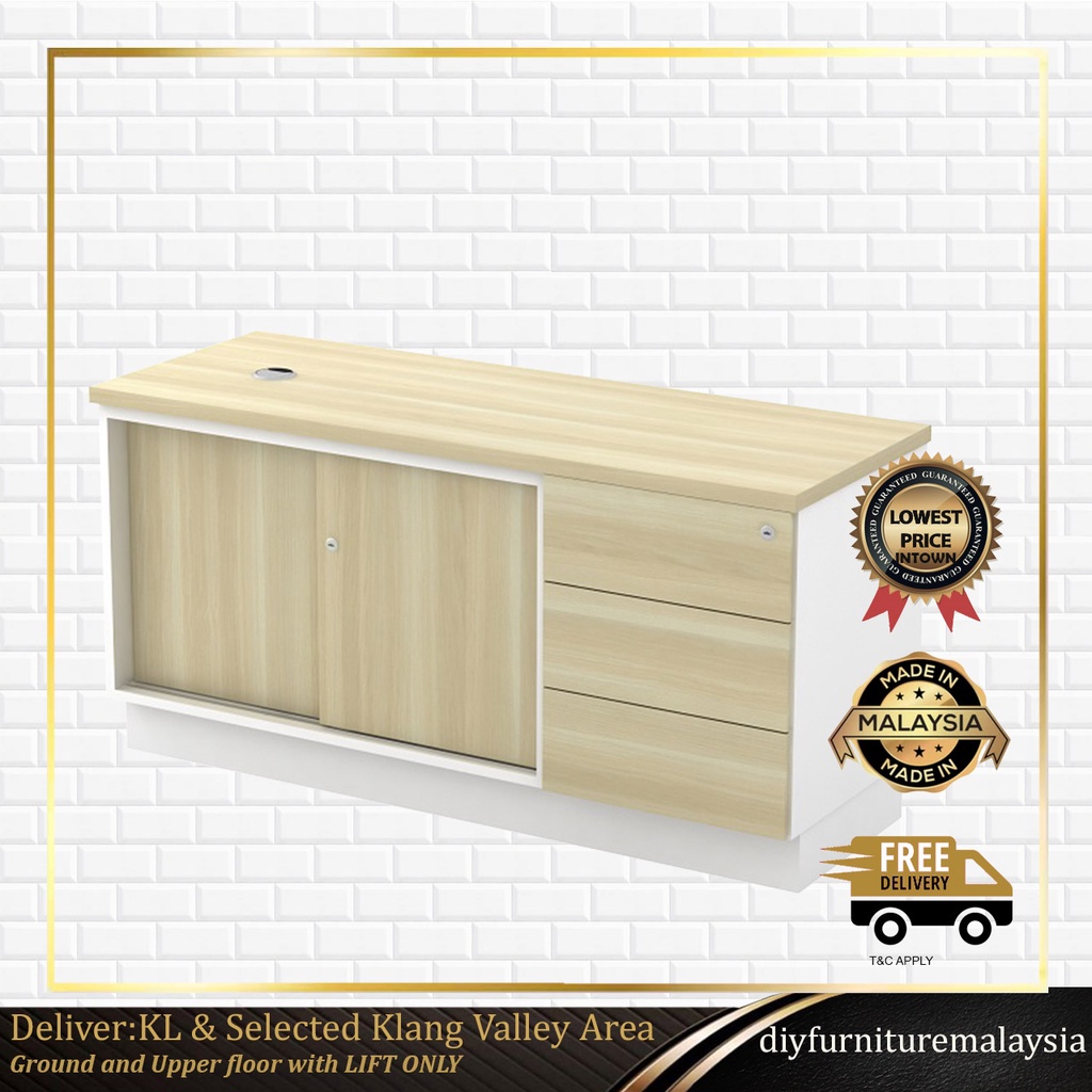 Low Office Cabinet Sliding Door ft Fixed Pedestal 3D | Office Shelf ...