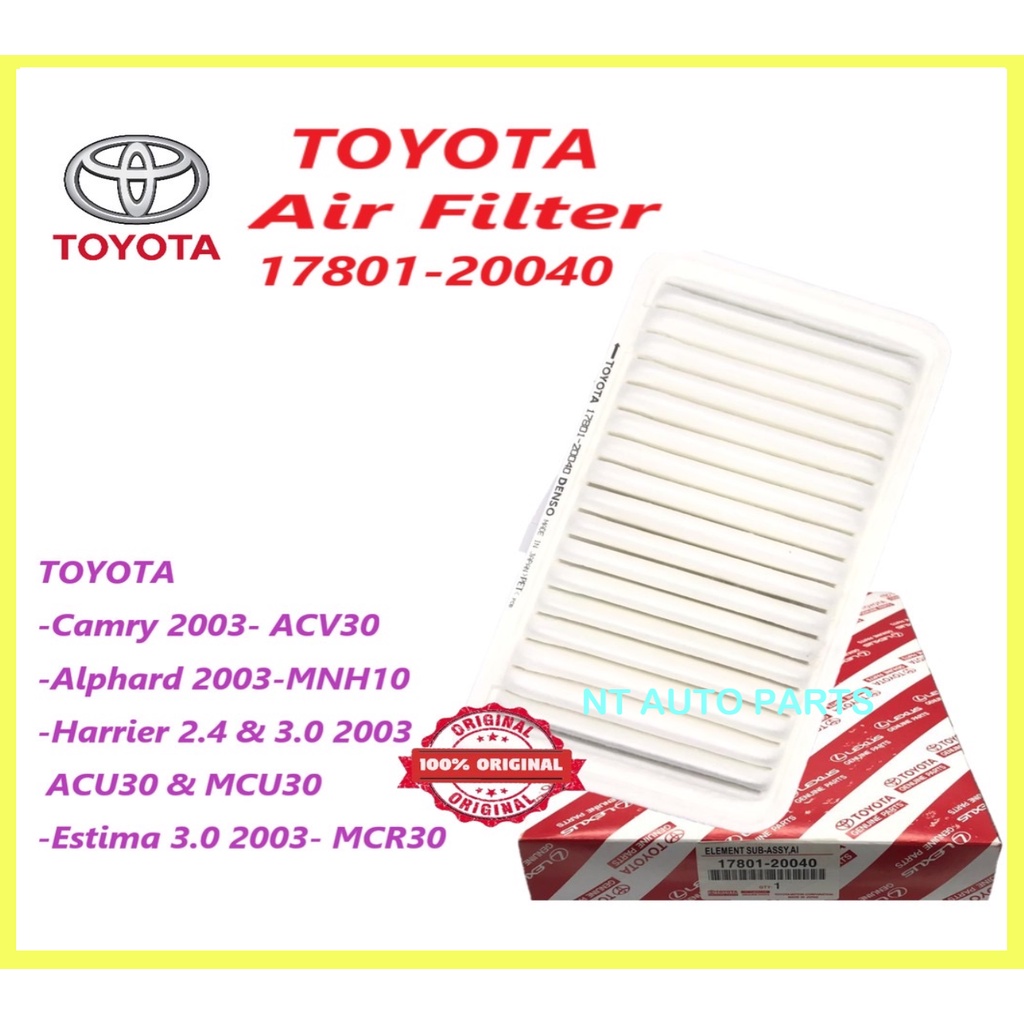 Toyota Air Filter -17801-20040 - Toyota Camry ACV30 '03-/Alphard 3.0 ...