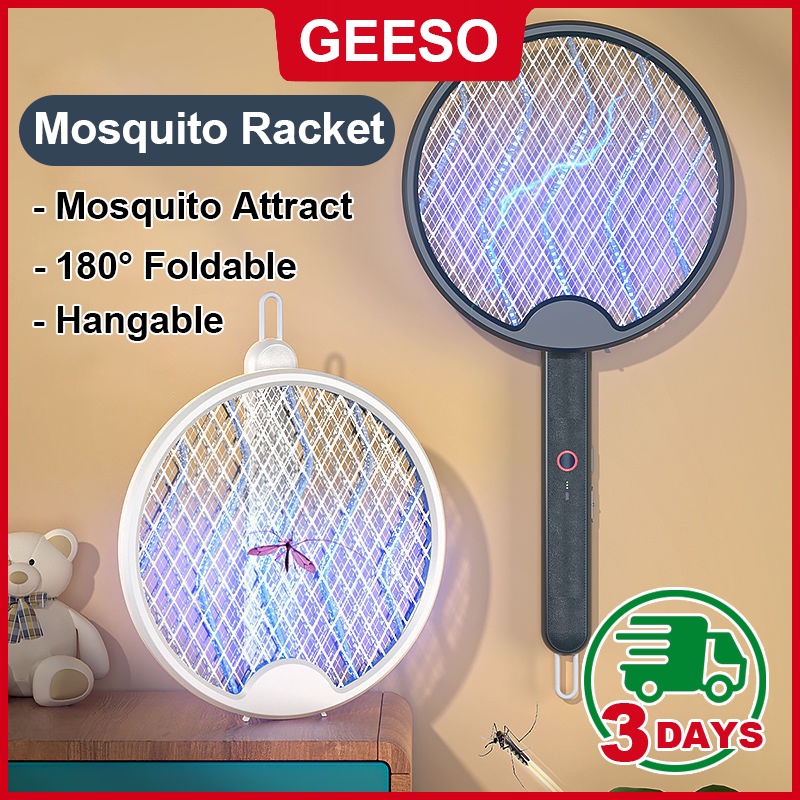 GEESO Electric Mosquito Racket, Foldable Electric Mosquito Swatter with ...
