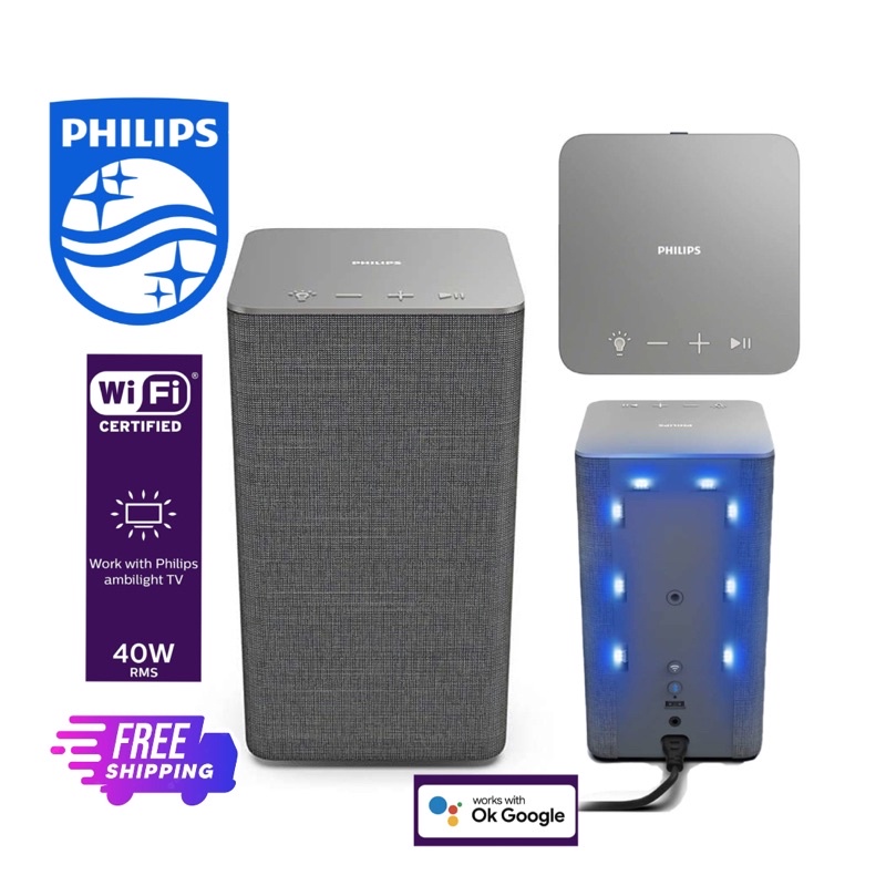 Philips W6205/10 WLAN Speaker Multiroom Audio for Home Wireless (40 W ...