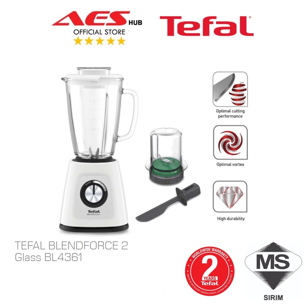 Tefal BLENDFORCE 2 Glass Jar Hygienic Glass Jug High Speed Blender 1.75L 800W BL4361 BL436165 ...