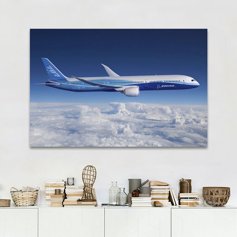 Boeing 787 Airliner Dreamliner Sky Cloud Plane Poster Painting Living ...