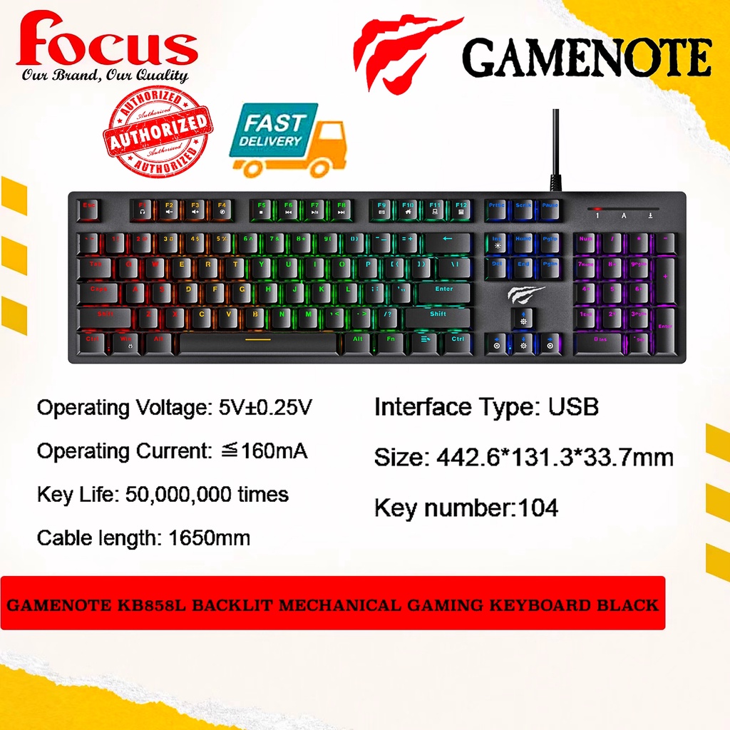 GAMENOTE KB858L BACKLIT MECHANICAL GAMING KEYBOARD BLACK | Shopee Malaysia