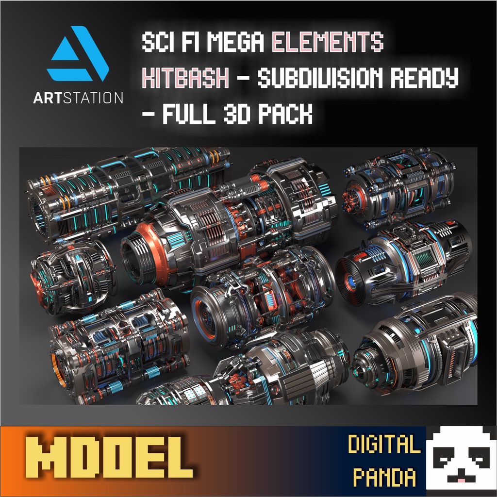 [ MODEL ] SCI FI MEGA ELEMENTS KITBASH - SUBDIVISION READY - FULL 3D PACK | Shopee Malaysia