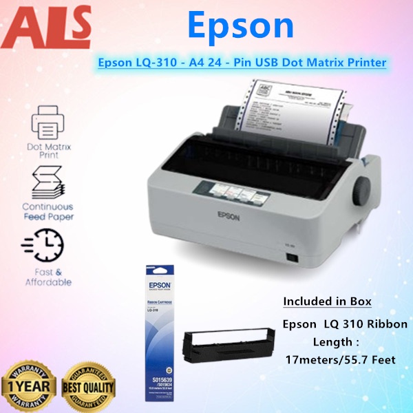 Epson LQ-310 Dot Matrix Printer LQ-310 With 24-Pin Narrow Carriage ...