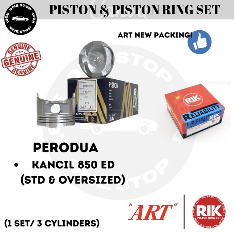 PERODUA KANCIL 850 12V (K4) JAPAN ART PISTON SET/ RIK PISTON RING (STD ...