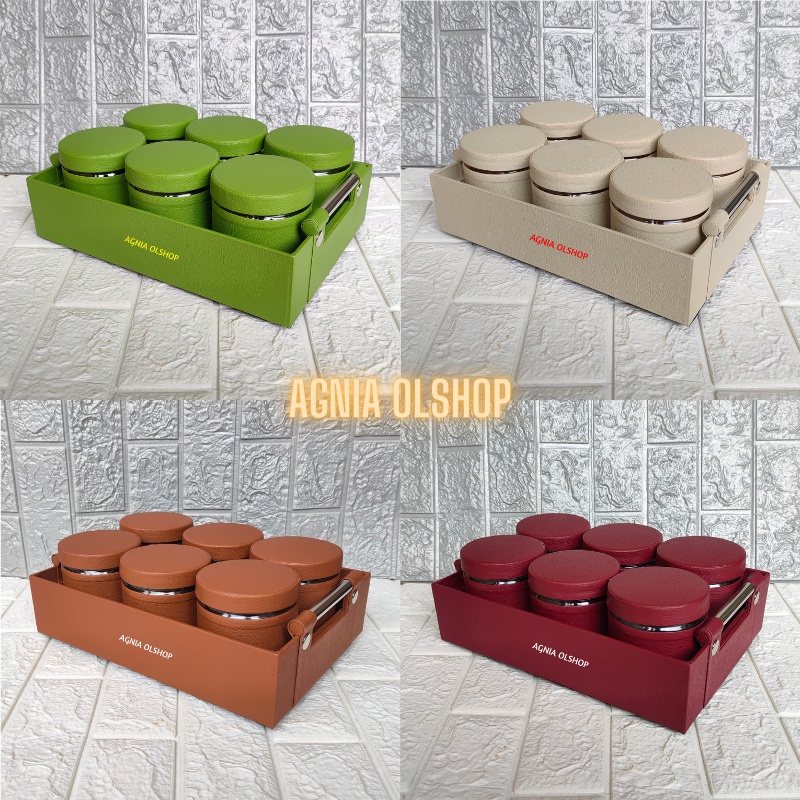 Tray + 6 Jars Synthetic Leather Tray | Shopee Malaysia