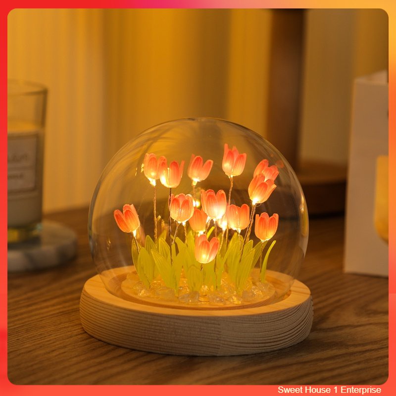 🌸Creative Valentine Gift DIY Hand-painted Led Tulip Night Light Simulation Flower Girl ...