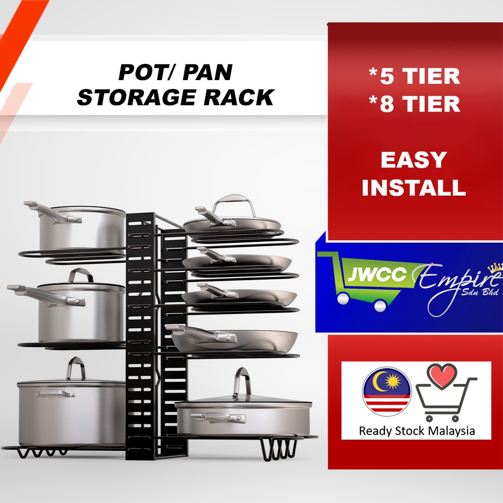 **5/8 Tier Pot Rack Organizer | 多层厨房锅架 | Rak Periuk Dapur 5/8 Tingkat ...