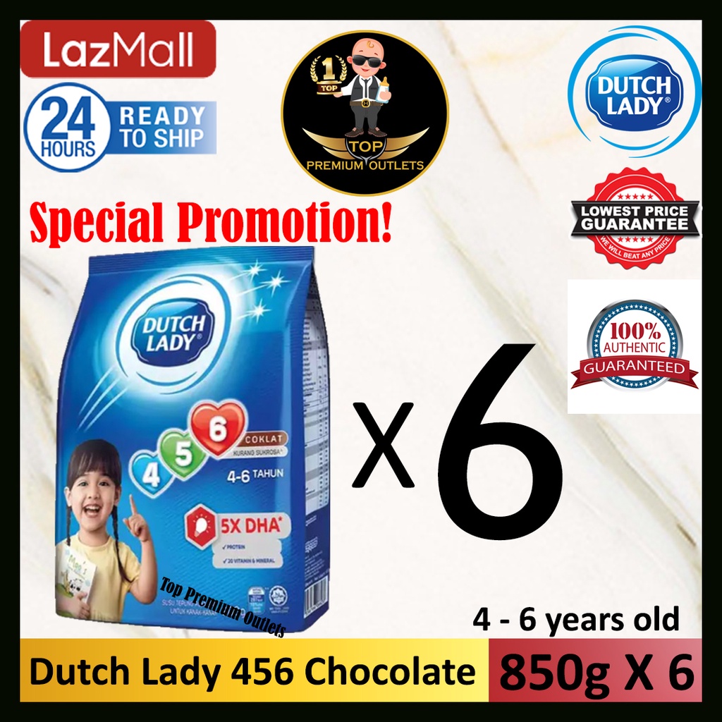 Dutch Lady 456 (Biasa / Madu / Coklat) (850g X 6) Exp: 04/2025 (Plain/Honey/Chocolate) | Shopee ...