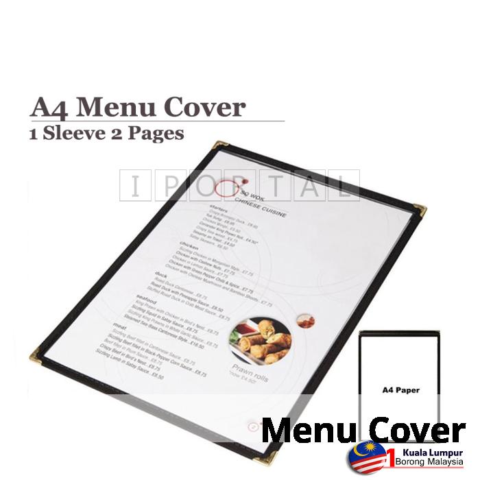 A4 Restaurant Transparent Menu Cover 1 Sleeve Pocket Sheet 2 Pages ...