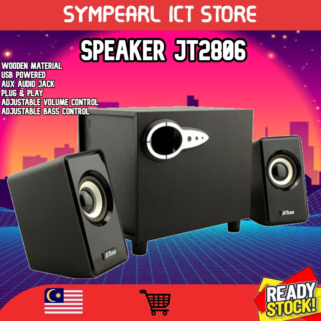 Speaker Subwoofer JT2806 Adjustable Bass Wooden Material USB Powered ...