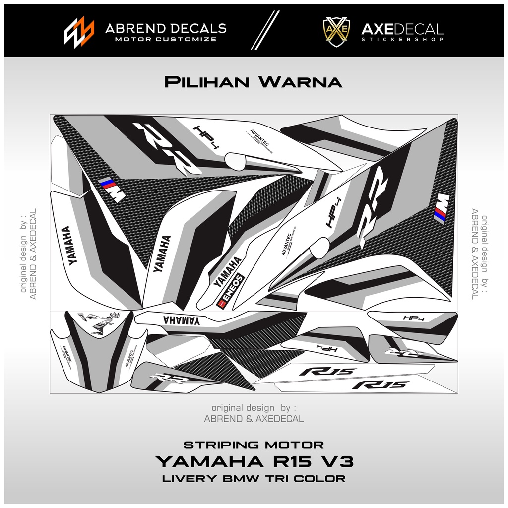 Striping R15 V3 Livery BMW Tri Color Racing/Yamaha R15 V3 Motorcycle ...
