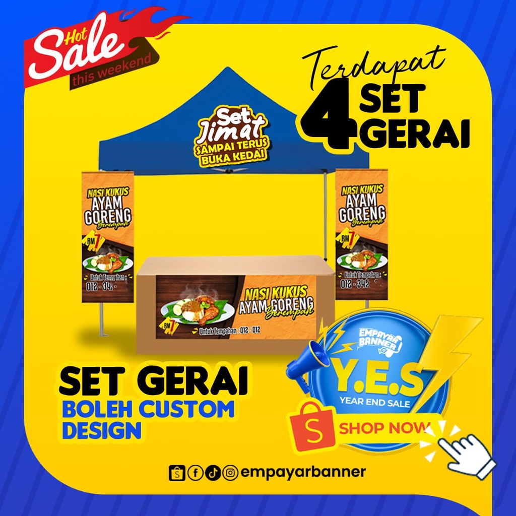 Set Gerai / Bunting / Banner / Free Sticker / Sampai Terus Pasang ...
