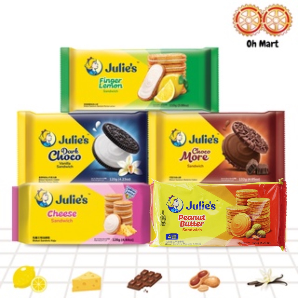 Julie's Sandwich Biscuit (Dark Choco/Finger Lemon/Choco More/Peanut ...