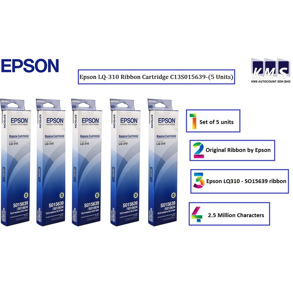 Epson LQ-310 Ribbon Cartridge C13S015639-(5 Units) | Shopee Malaysia