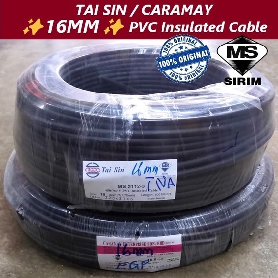 100% PURE COPPER + SIRIM TAI SIN CARAMAY 16MM PVC Insulated Cable ...