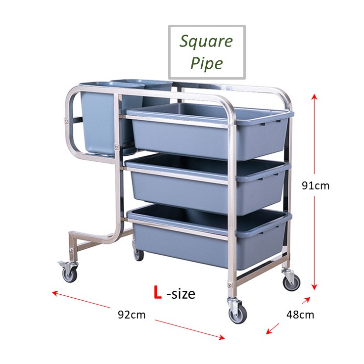 KIZZY 3 Tier 5 Bin Multi function Trolley & Bin Dish Collector Cart Restaurant Food Trolley ...