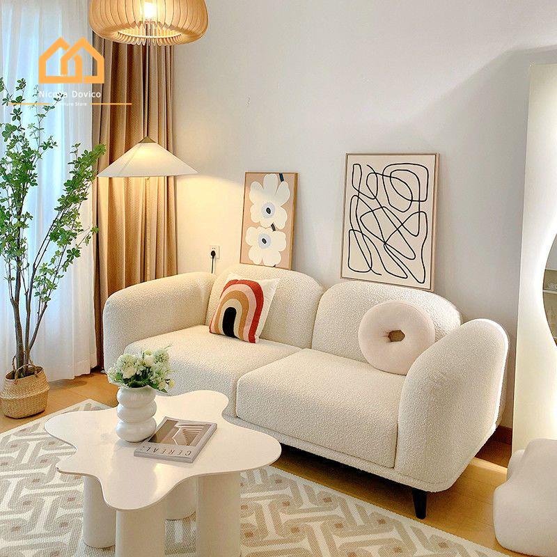 Free Delivery sofa lamb wool sofa ins cream wind living room small ...