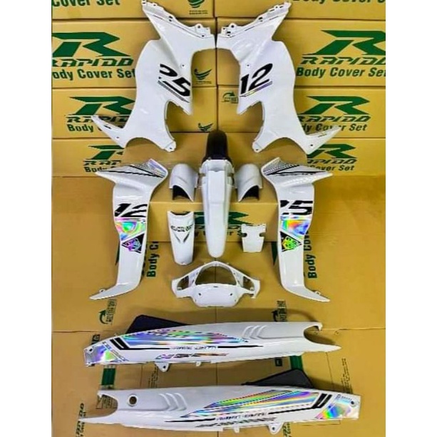 COVERSET YAMAHA 125zr hijau lumut/ white / sticker Chrome/Siap tampal ...
