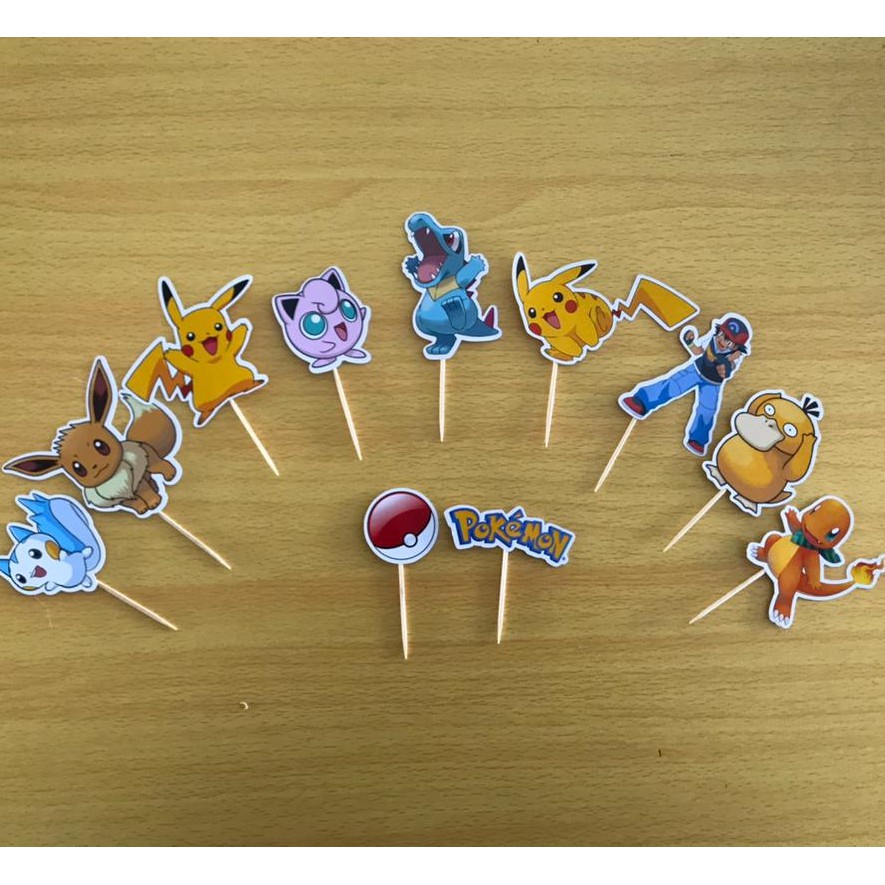 Happy Birthday Cake Topper Cupcake Pokémon Decoration Set Party ...