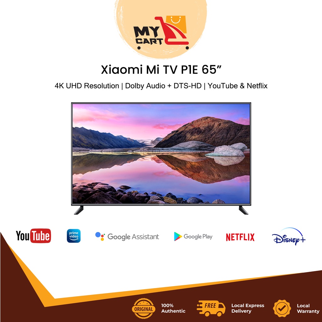 Xiaomi Mi TV P1E 65 Inch (4K UHD Resolution, Dolby Audio + DTS-HD, YouTube & Netflix) - 1 Year ...