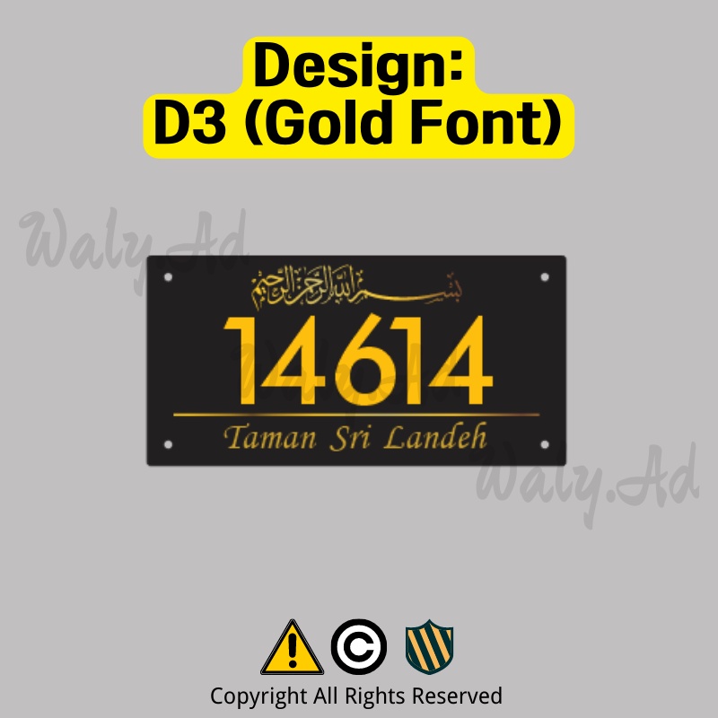 House Number Plate Pelbagai Design | Nombor Rumah No Plat Alamat ...