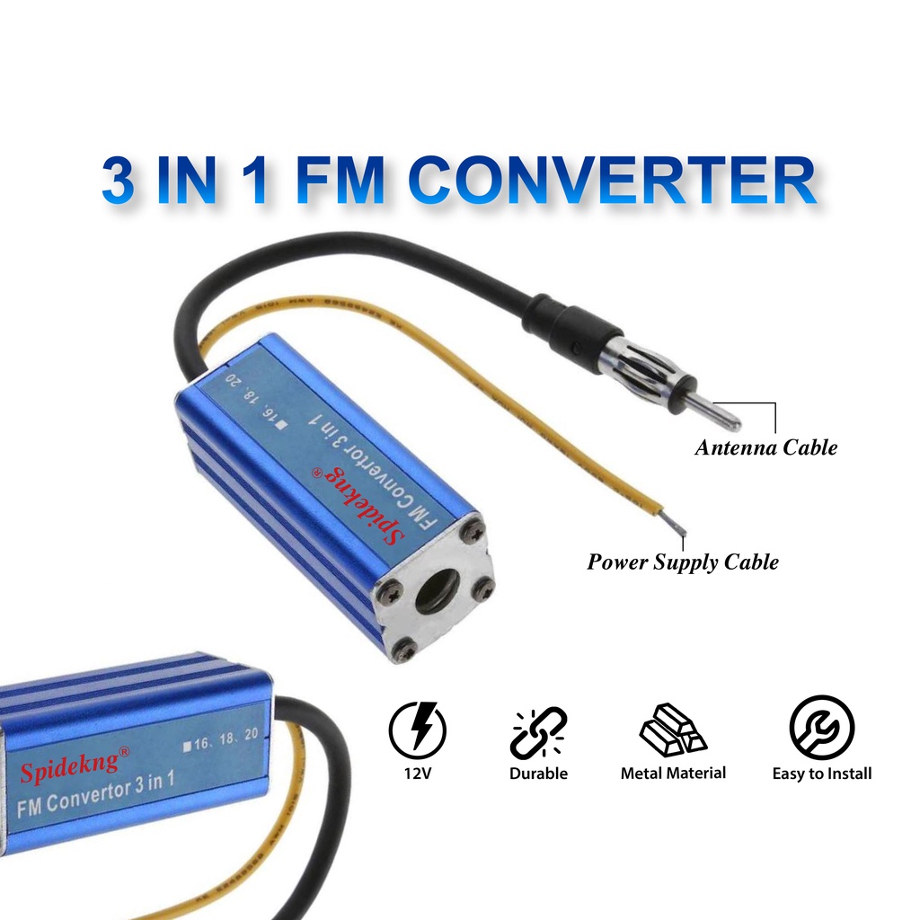 3 in 1 Car Auto Stereo Antenna FM Radio Band Frequency Converter 12V ...