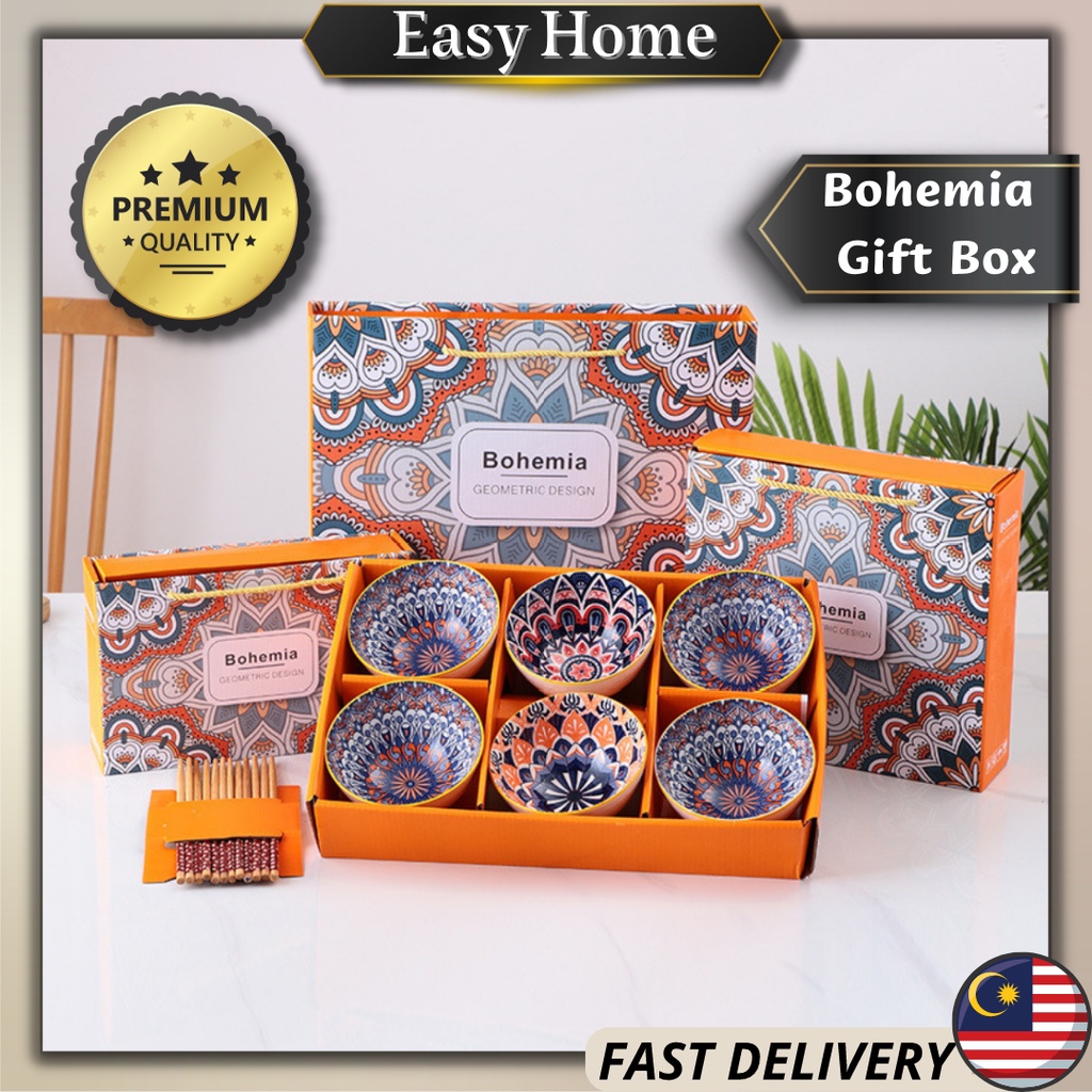 【EasyHome】Rice Bowl Bohemian Style Porcelain Ceramic Bowl Mangkuk ...
