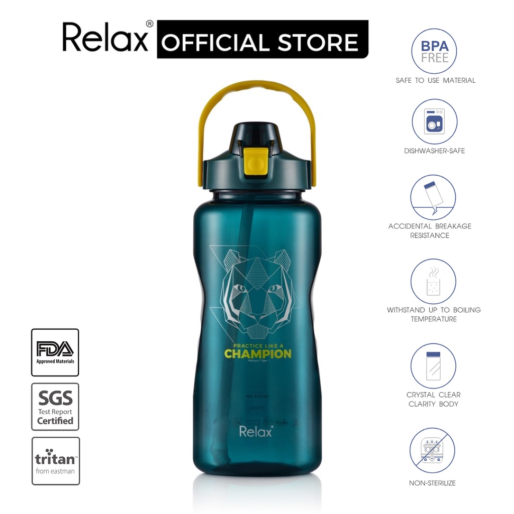 RELAX Tritan Botol Air Dengan Penyedut Water Bottle With Straw ...