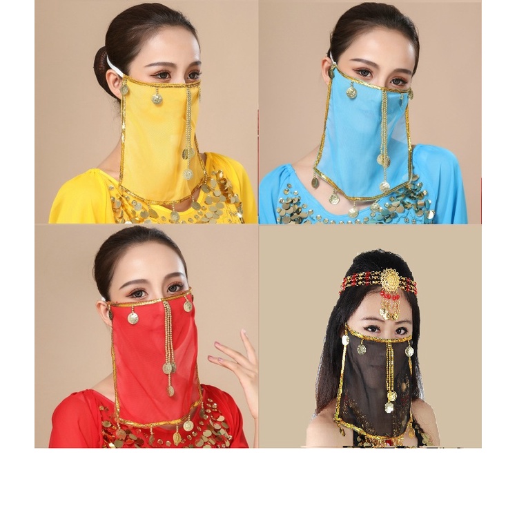 Face Veil Arabian Accessories Mask Indian Performance Aksesori Chiffon ...